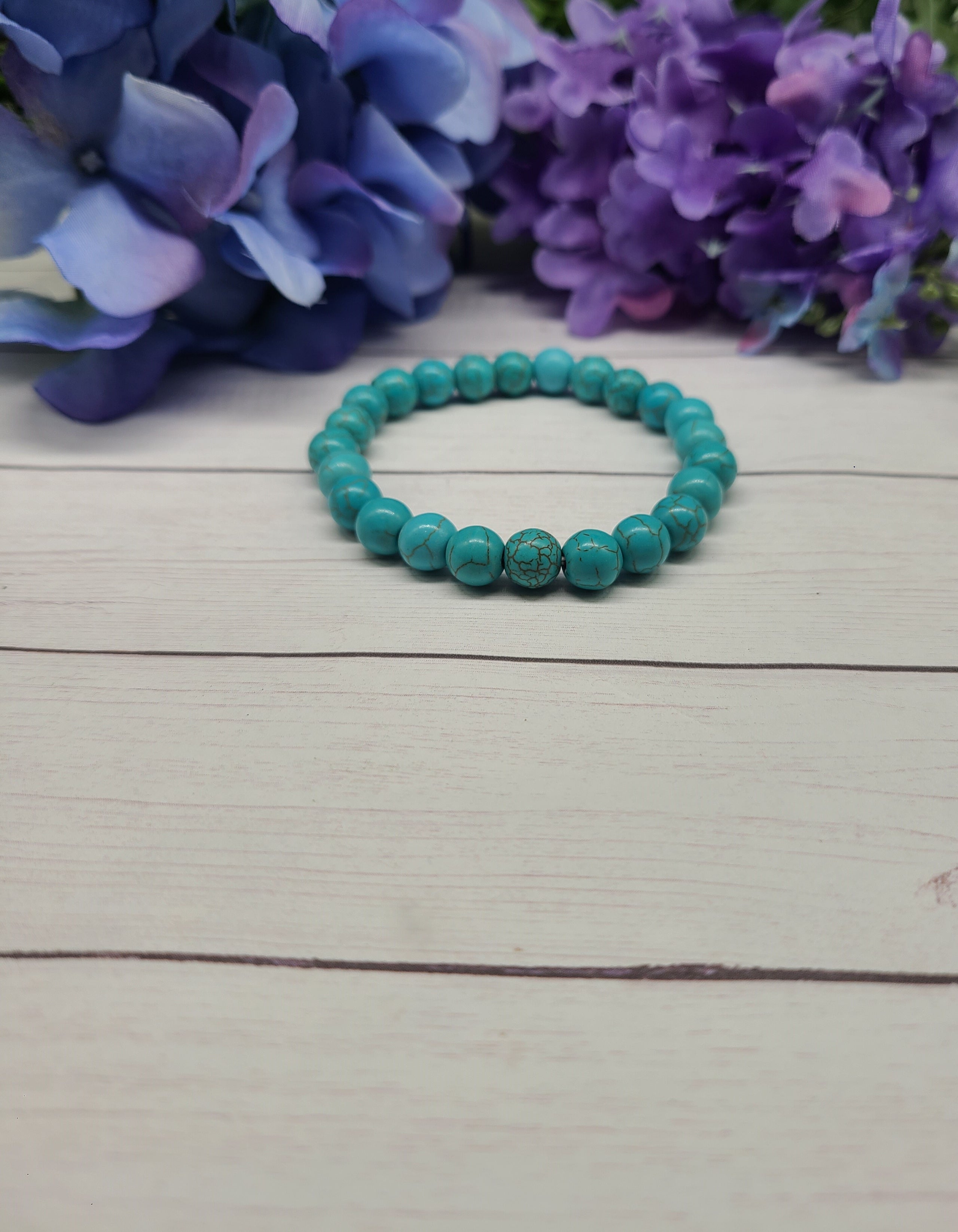Turquoise Dyed Howlite Stretchy Bracelet | Your Bohemian Spirit
